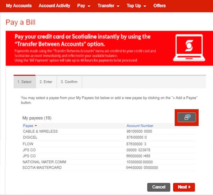 Scotia Online - Adding a Recipient | Scotiabank TCI