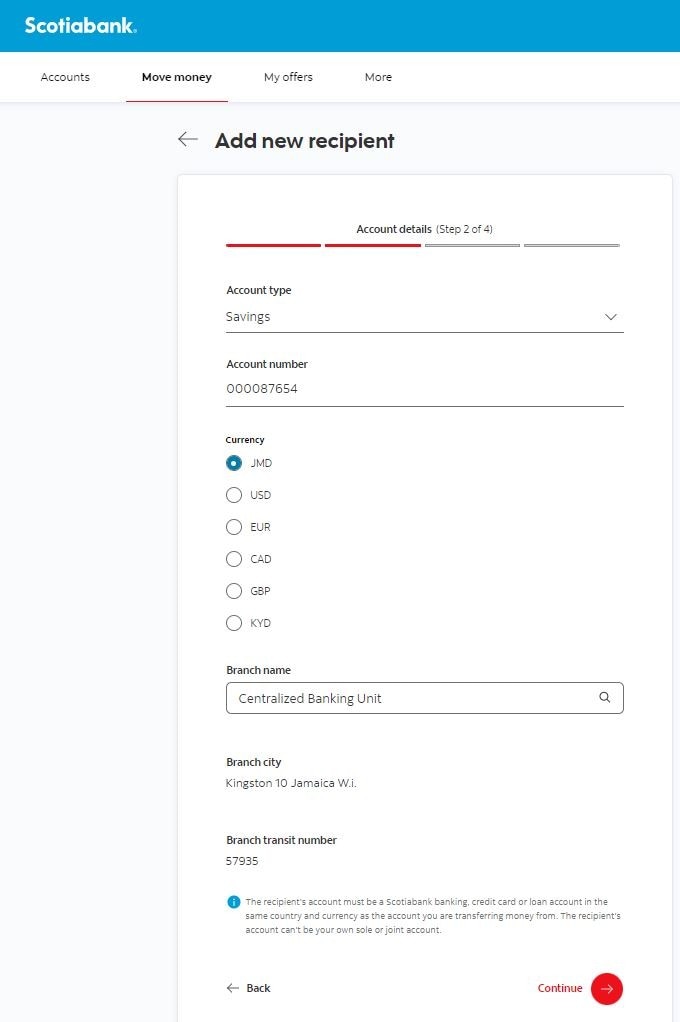 Scotia Online - Adding a Recipient | Scotiabank TCI